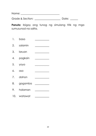 Mtb mle-tagalog-activity-sheets-q12 | PDF