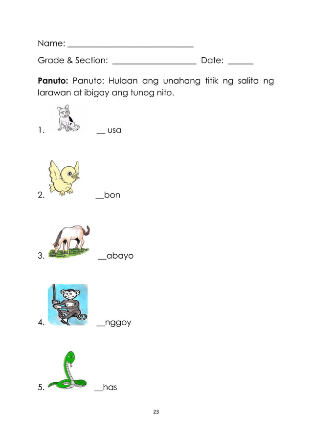 Mtb mle-tagalog-activity-sheets-q12 | PDF