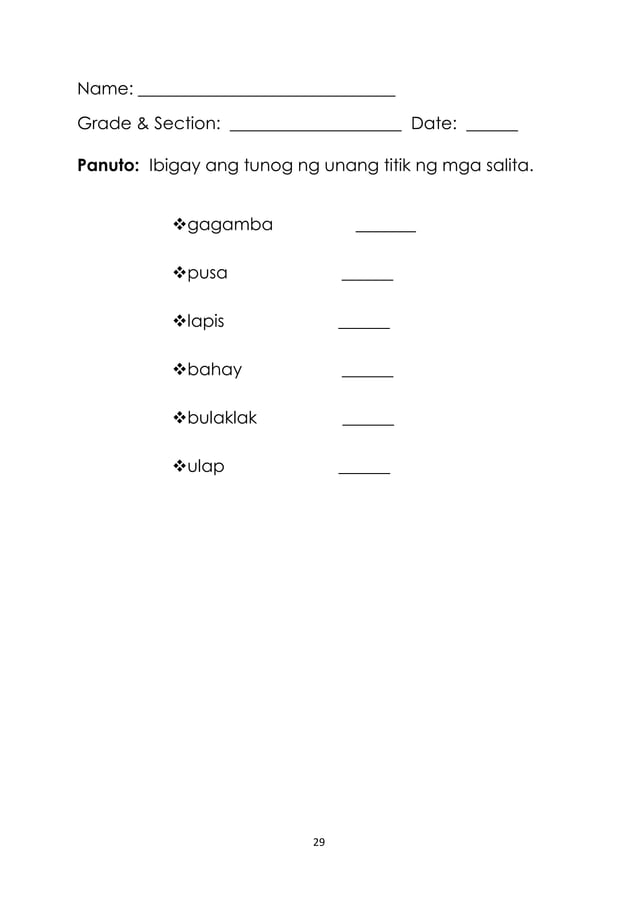 Mtb mle-tagalog-activity-sheets-q12 | PDF