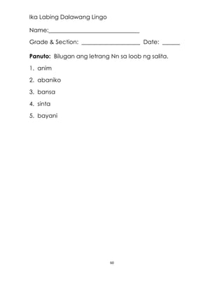 Mtb mle-tagalog-activity-sheets-q12 | PDF