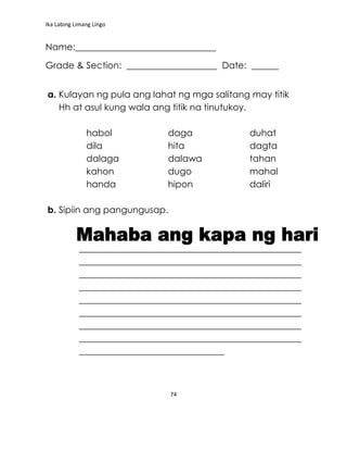 Mtb mle-tagalog-activity-sheets-q12 | PDF