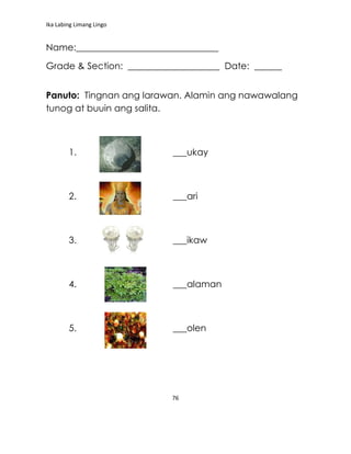 Mtb mle-tagalog-activity-sheets-q12 | PDF