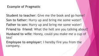 Mother Tongue Bilingual- Definition of Pragmatics | PPTX