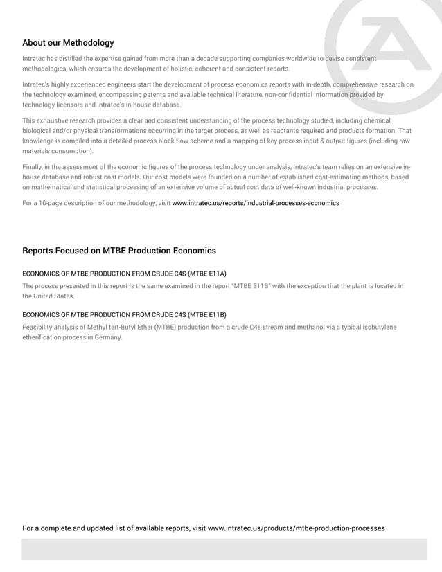 Feasibility Studies: MTBE Manufacturing | PDF