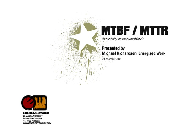 MTBF / MTTR - Energized Work TekTalk, Mar 2012 | PDF | Computing | Technology & Computing
