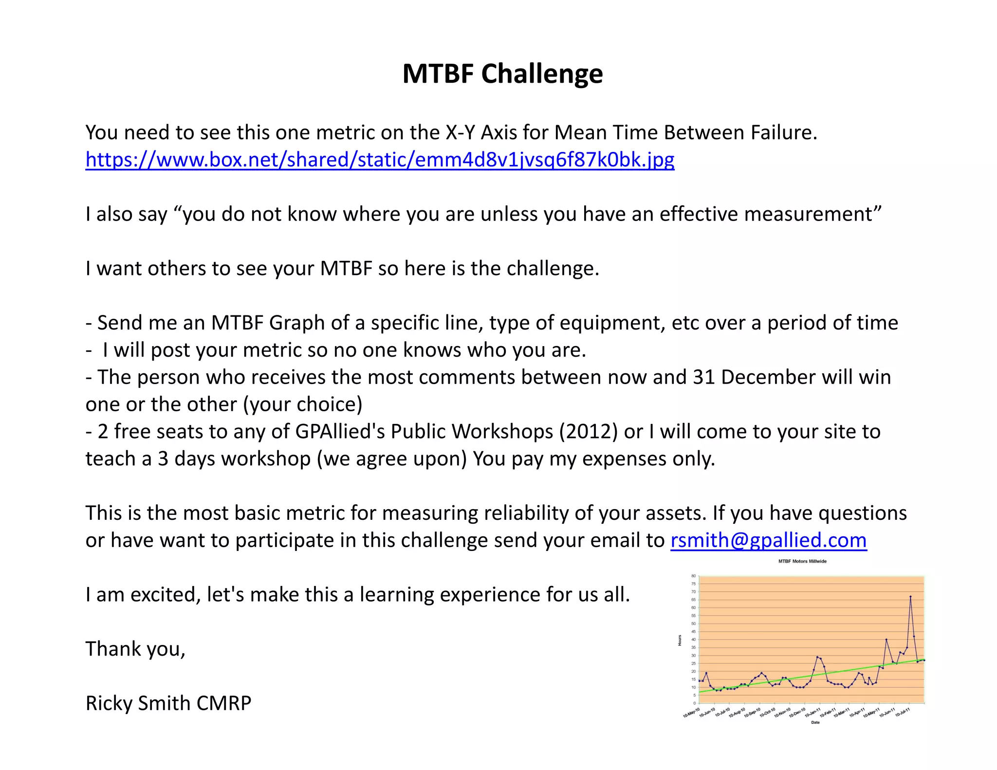 Mean Time Between Failure Challenge | PPT