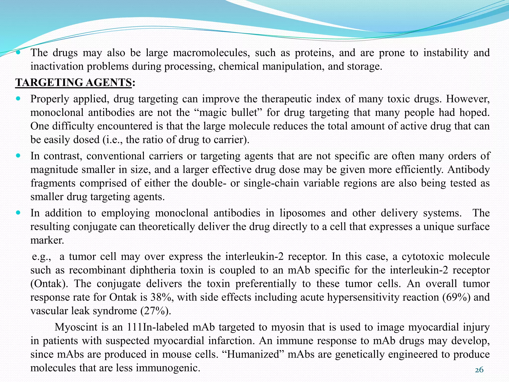 Modified drug delivery systems, Targeted drug delivery and ...