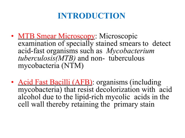 Mycobacterium tuberculosis smear microscopy | PPTX | Infectious ...