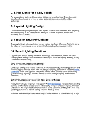 10 Creative Landscape Lighting Ideas to Elevate Your Curb Appeal | PDF