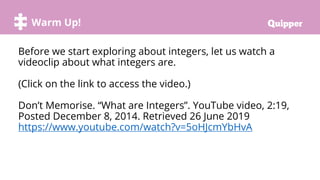 INTEGERS AND THE NUMBER LINE. (MATH)pptx | PPT