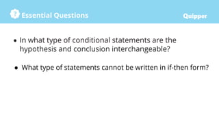 The Hypothesis and Conclusion of an If-t | PPTX