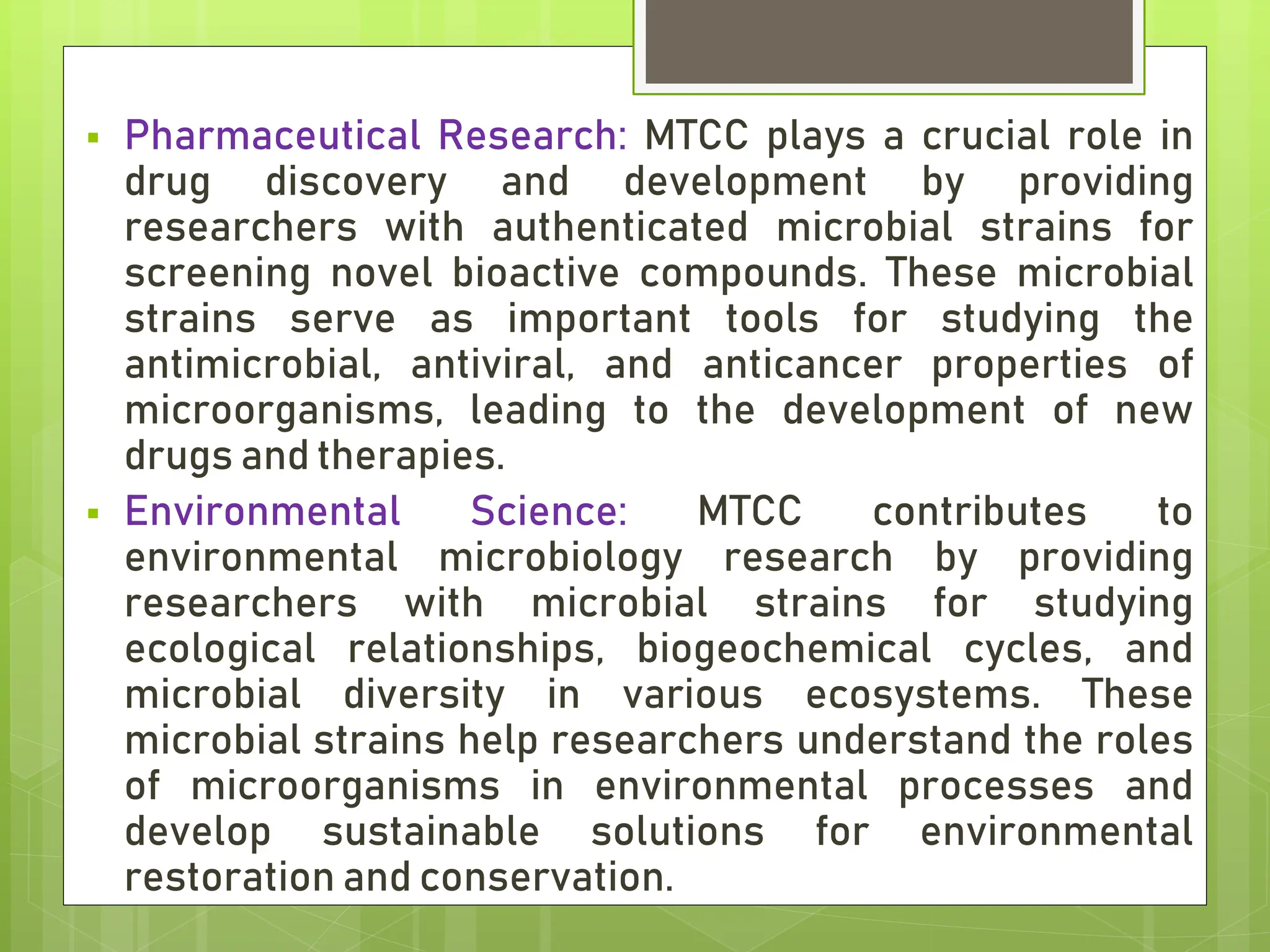 Microbial Type Culture Collection (MTCC) | PPTX