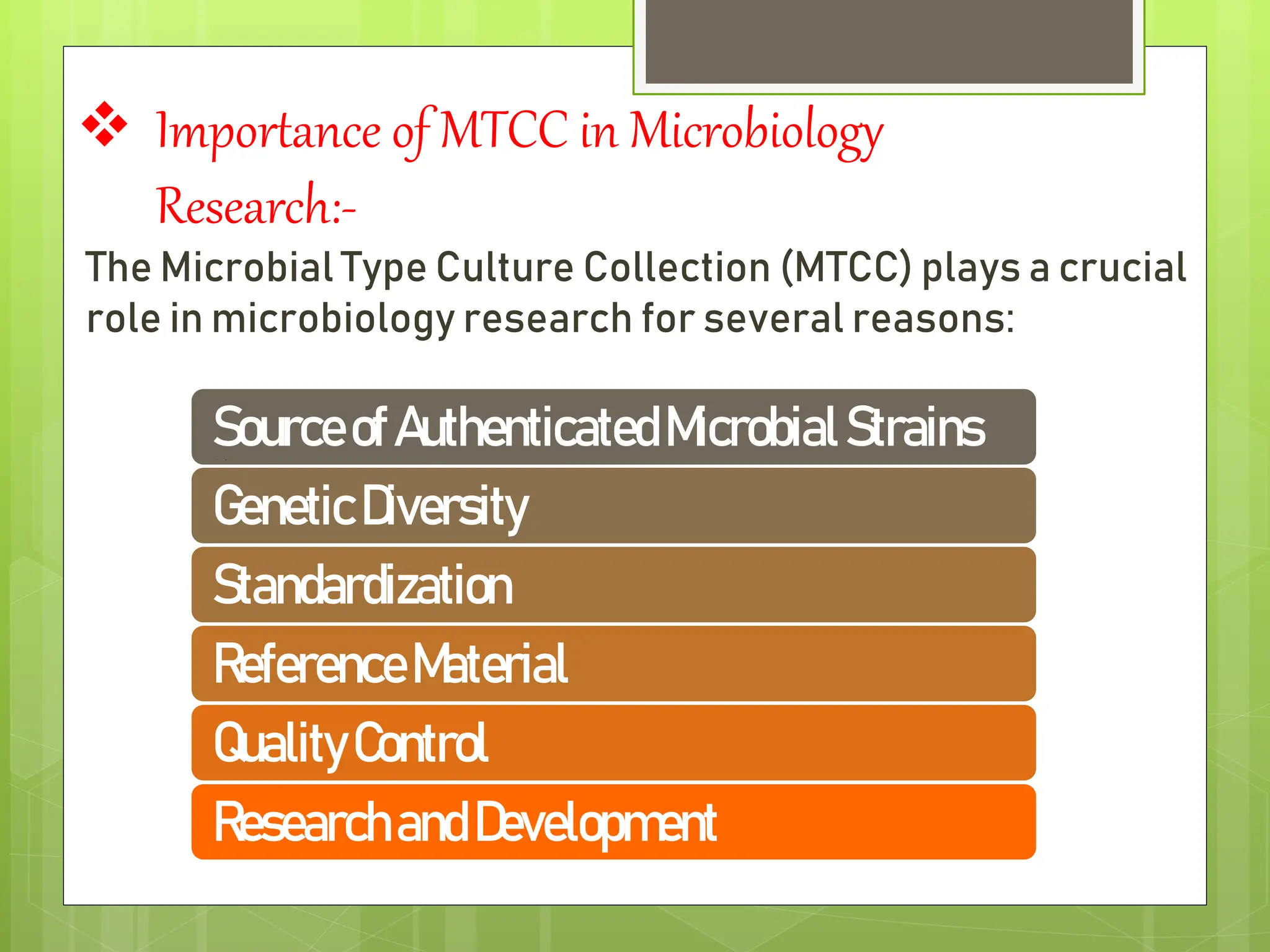 Microbial Type Culture Collection (MTCC) | PPTX