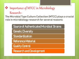 Microbial Type Culture Collection (MTCC) | PPTX