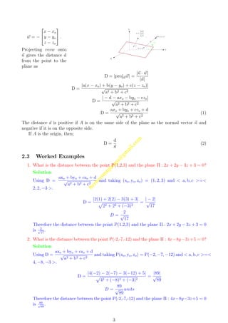 Notes on Equation of Plane | PDF