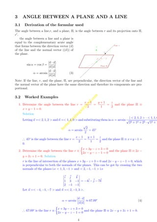 Notes on Equation of Plane | PDF