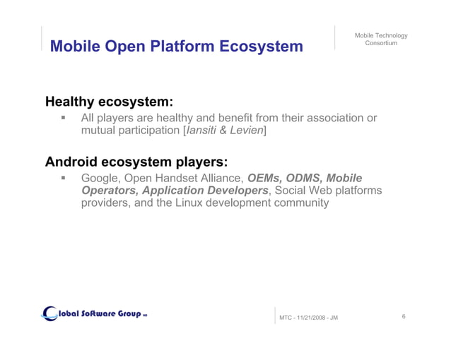 Mobile Open Software Platforms - Ecosystem Strategies & Challenges | PPT
