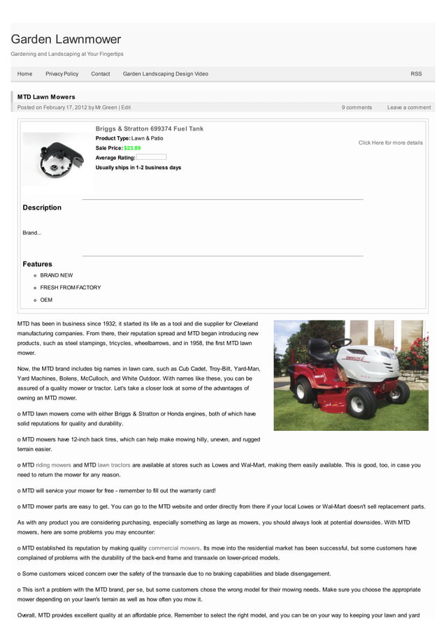 MTD Lawn Mowers.pdf | Landscaping | Home & Garden