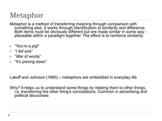 Metaphor, Metonymy and Myth in Visual Texts | PPT