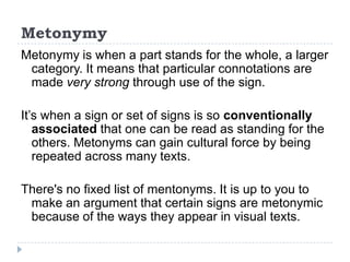 Metaphor, Metonymy and Myth in Visual Texts | PPT