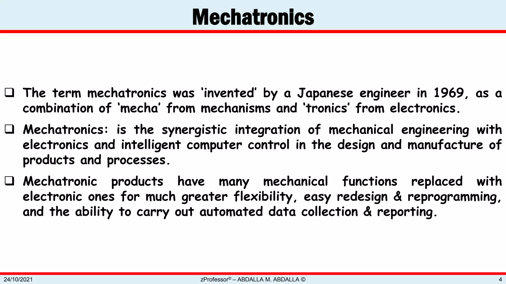 MTE104-L1: Introduction to Mechatronics | PPT