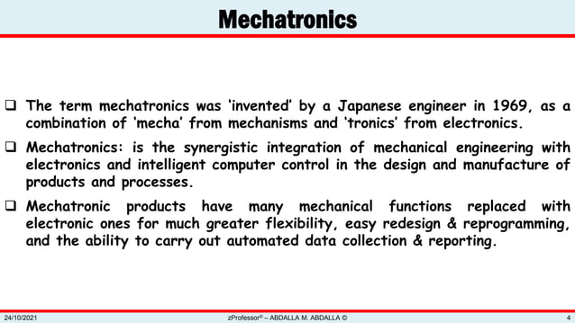 MTE104-L1: Introduction to Mechatronics | PPT
