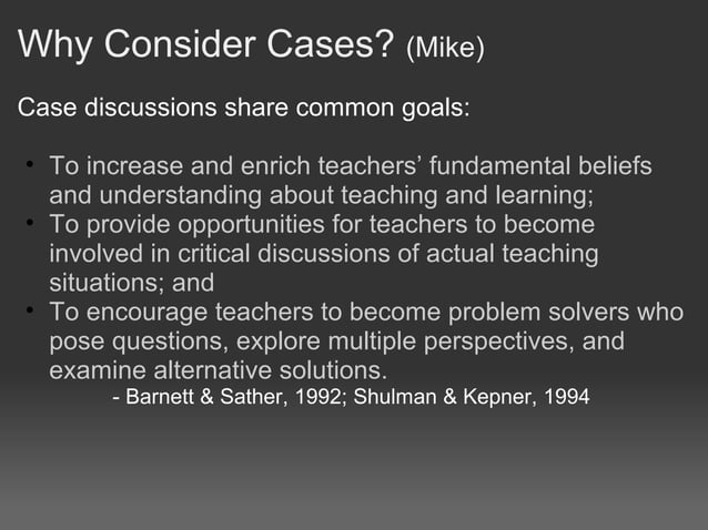 Mathematics Teacher Educators Working to Assess the Use of Case-Based ...