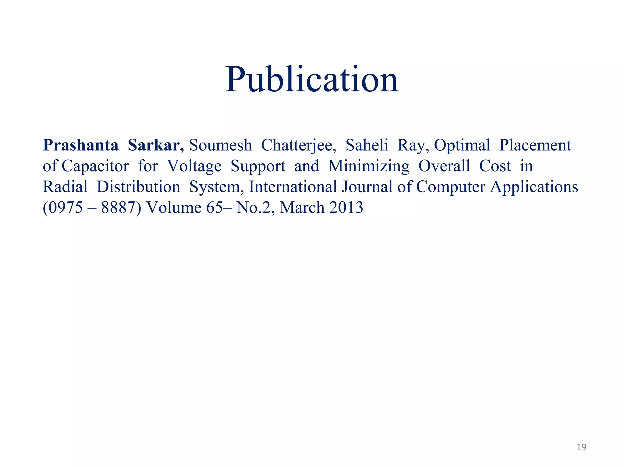 OPTIMAL PLACEMENT AND SIZING OF CAPACITOR BANKS BASED ON VOLTAGE ...