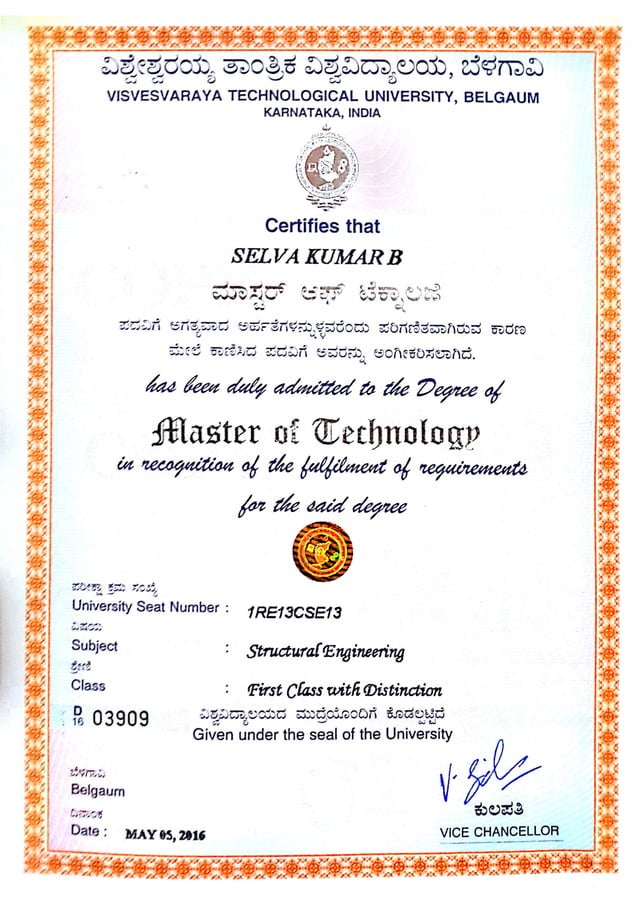 Mtech - Degree Certificate | PDF