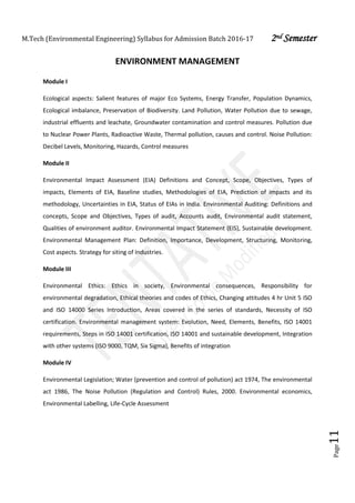 MTech(Env) 2nd Semester.pdf | Environmental Services Industry | Industries