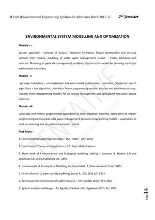 MTech(Env) 2nd Semester.pdf | Environmental Services Industry | Industries