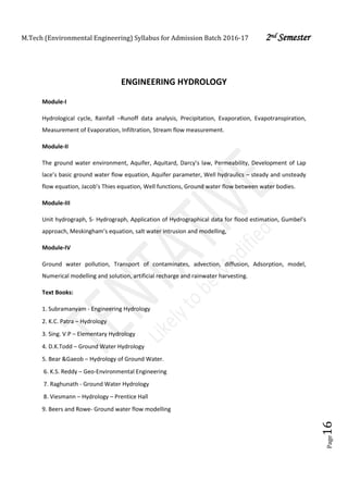 MTech(Env) 2nd Semester.pdf | Environmental Services Industry | Industries