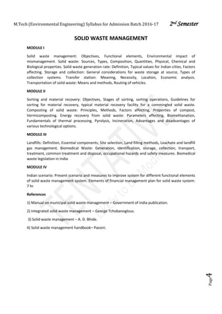 MTech(Env) 2nd Semester.pdf | Environmental Services Industry | Industries