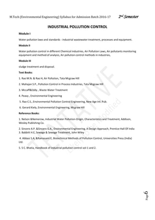 MTech(Env) 2nd Semester.pdf | Environmental Services Industry | Industries