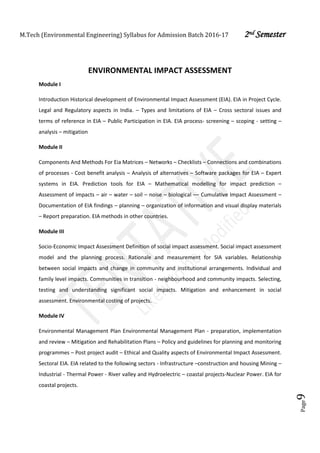 MTech(Env) 2nd Semester.pdf | Environmental Services Industry | Industries