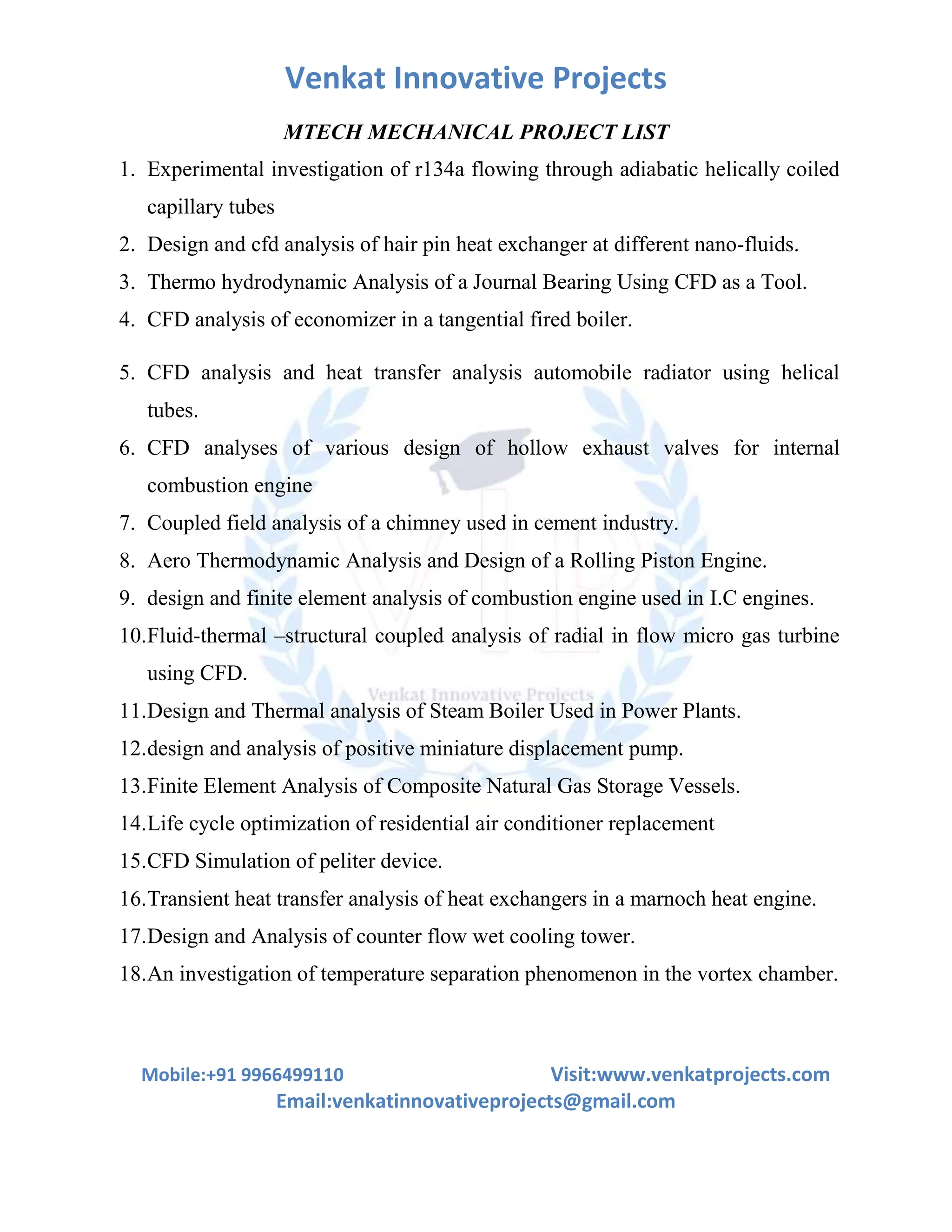 MTECH MECHANICAL PROJECTS LIST FOR .docx