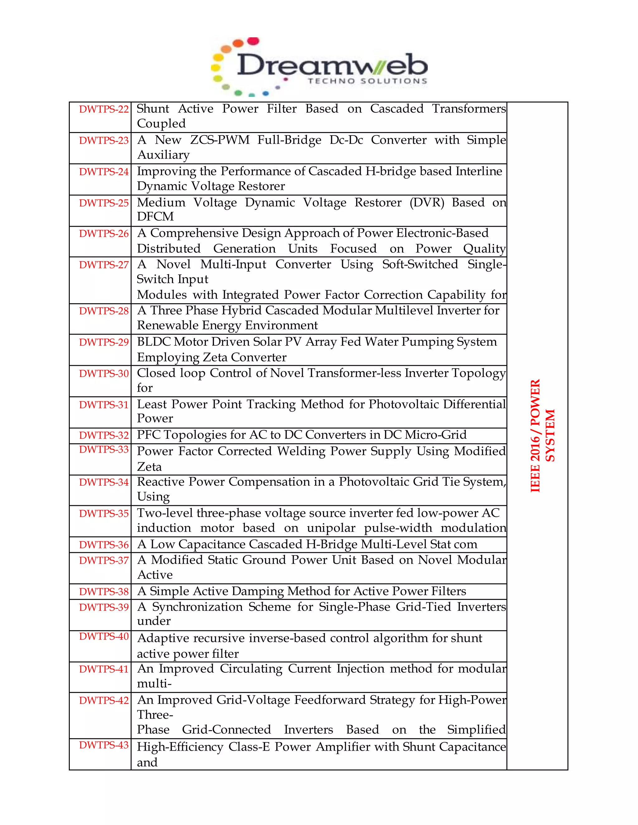 M tech power systems projects @ trichy | DOCX