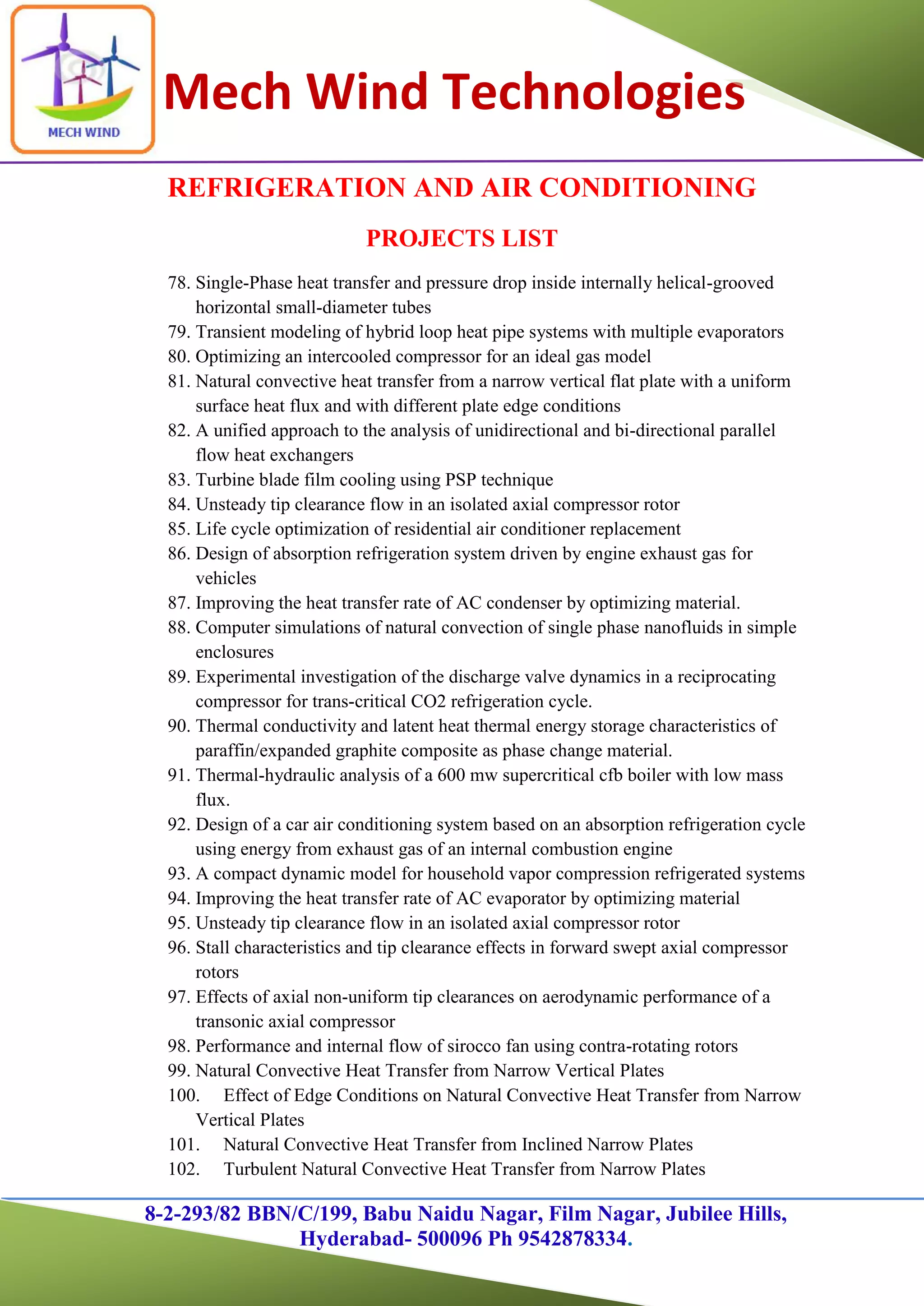 M TECH MECHANICAL LIVE PROJECTS @ MECH WIND AMEERPET | PDF