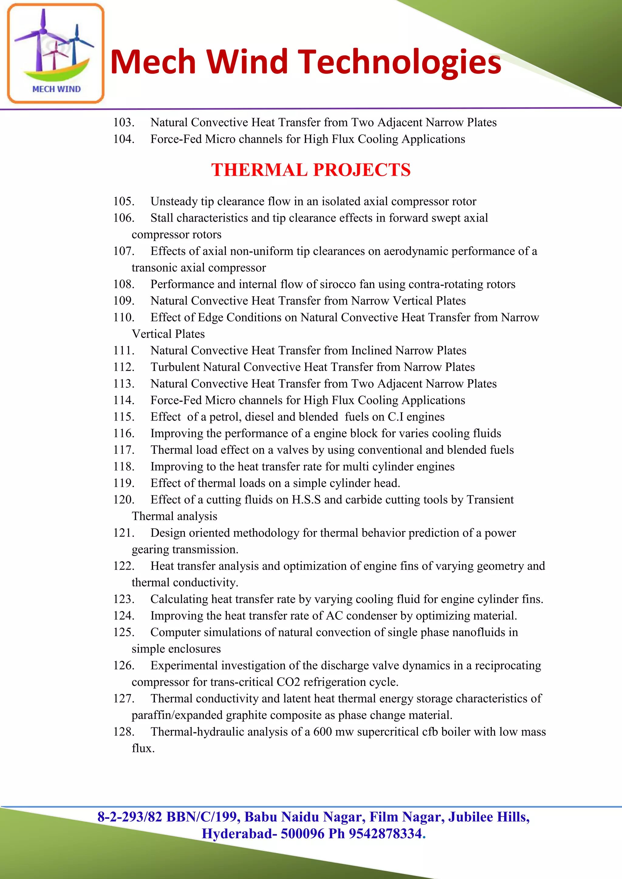 M TECH MECHANICAL LIVE PROJECTS @ MECH WIND AMEERPET | PDF