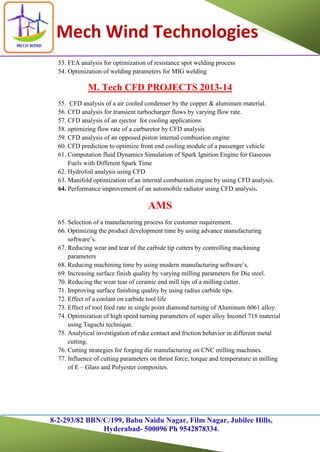 M TECH MECHANICAL LIVE PROJECTS @ MECH WIND AMEERPET | PDF
