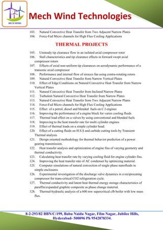 M TECH MECHANICAL LIVE PROJECTS @ MECH WIND AMEERPET | PDF