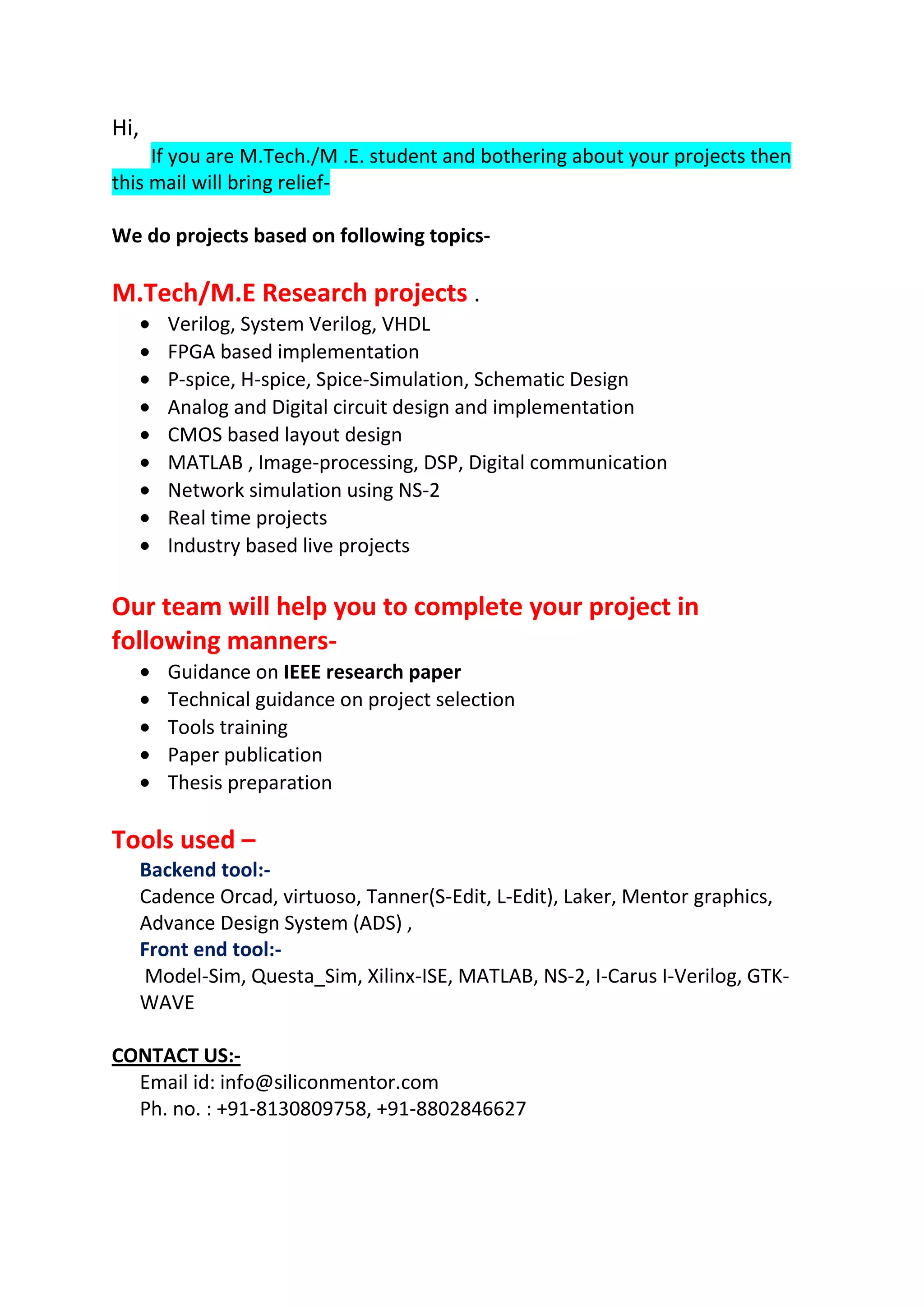 Mtech projects | DOCX