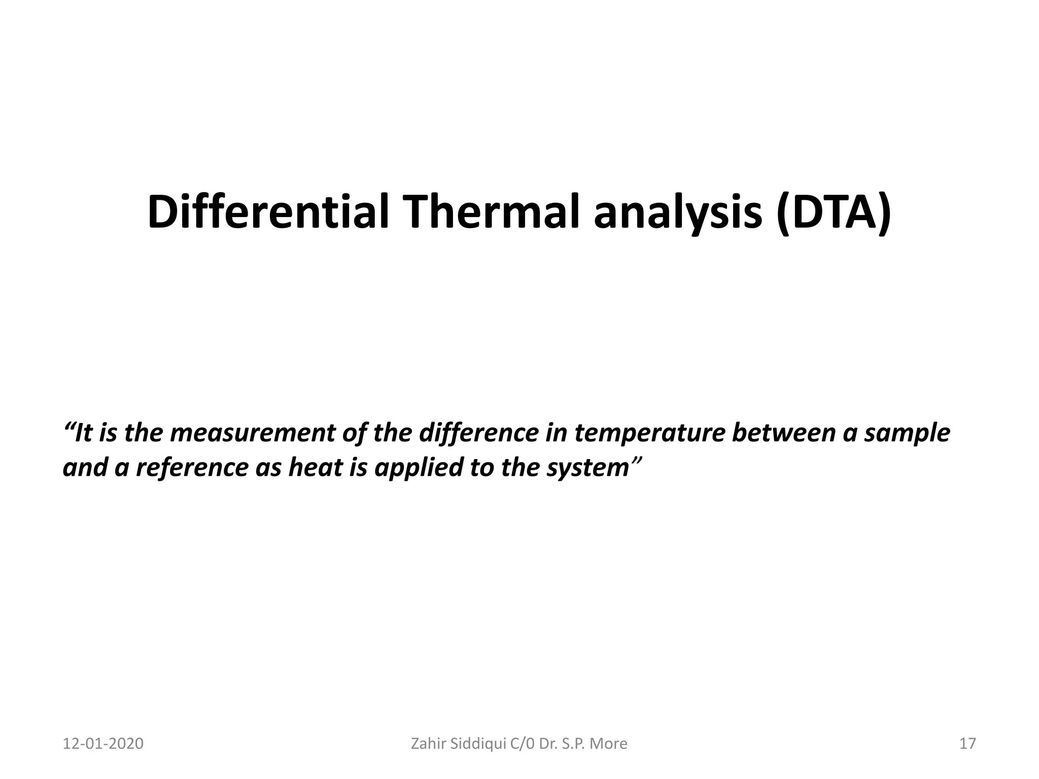 Thermal Analysis TA, TGA, DSC, DTA | PPTX