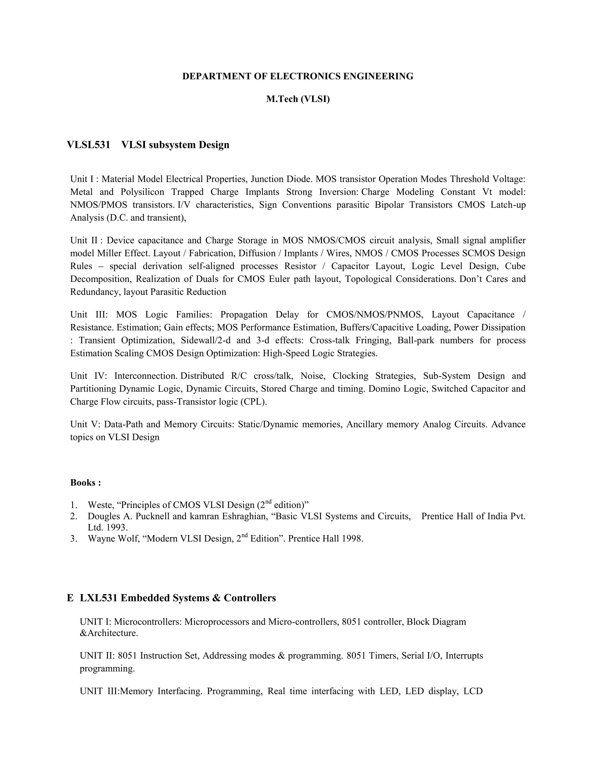 M tech vlsi syllabus(new) | PDF
