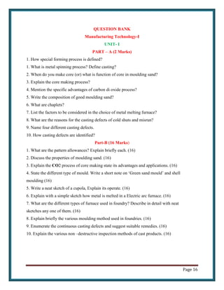 Manufacturing Technology 1 full unit notes | PDF