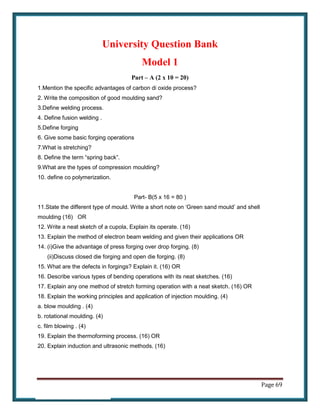 Manufacturing Technology 1 full unit notes | PDF