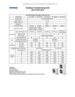 MTG R22 air cooled packaged unit (copeland) | PDF | Free Download