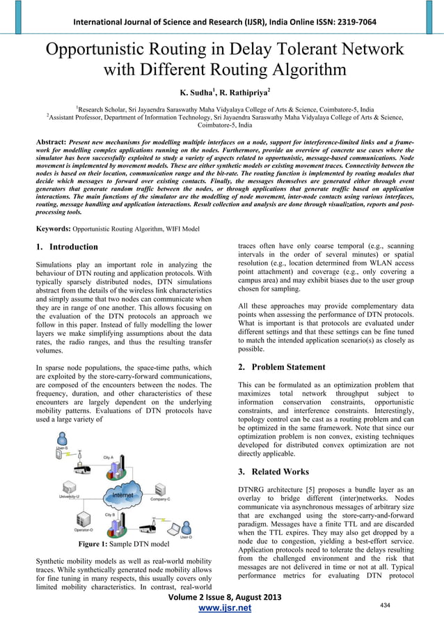 Opportunistic Routing In Delay Tolerant Network With Different Routing Algorithm Pdf
