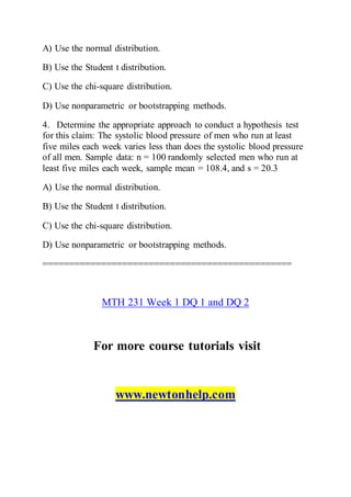 MTH 231 Great Stories /newtonhelp.com