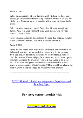 MTH 231 Great Stories /newtonhelp.com